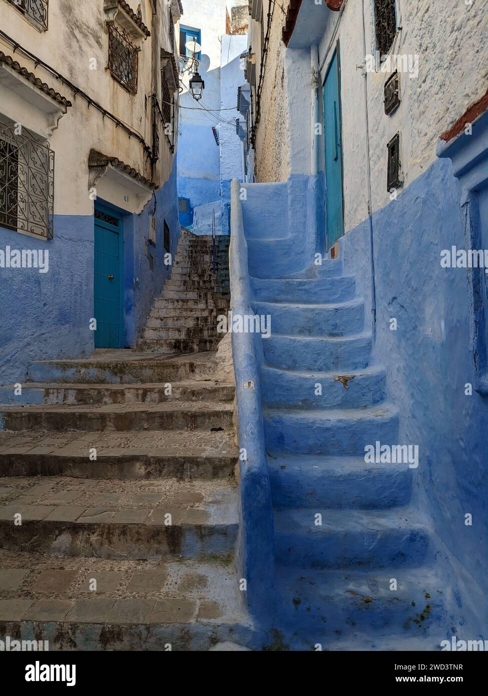 Amazing view of the streets in the blue city of Chefchaouen. Location ...