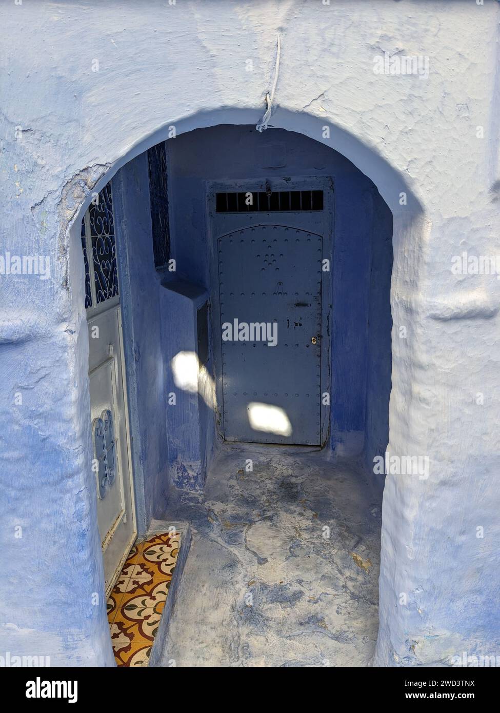 Amazing view of the streets in the blue city of Chefchaouen. Location ...