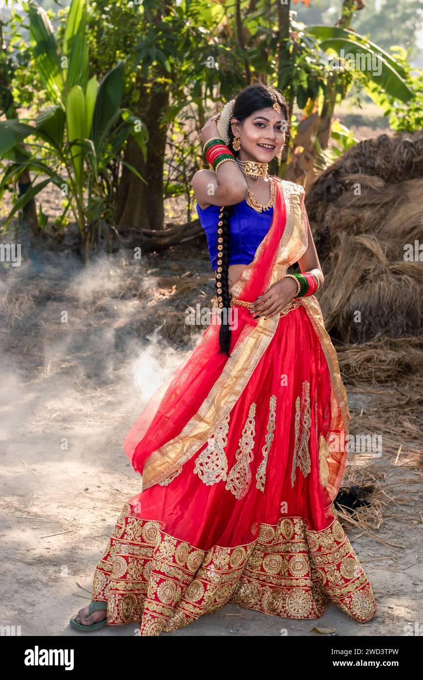 Indian rural girl smiling and enjoying nature. Freedom concept Stock ...