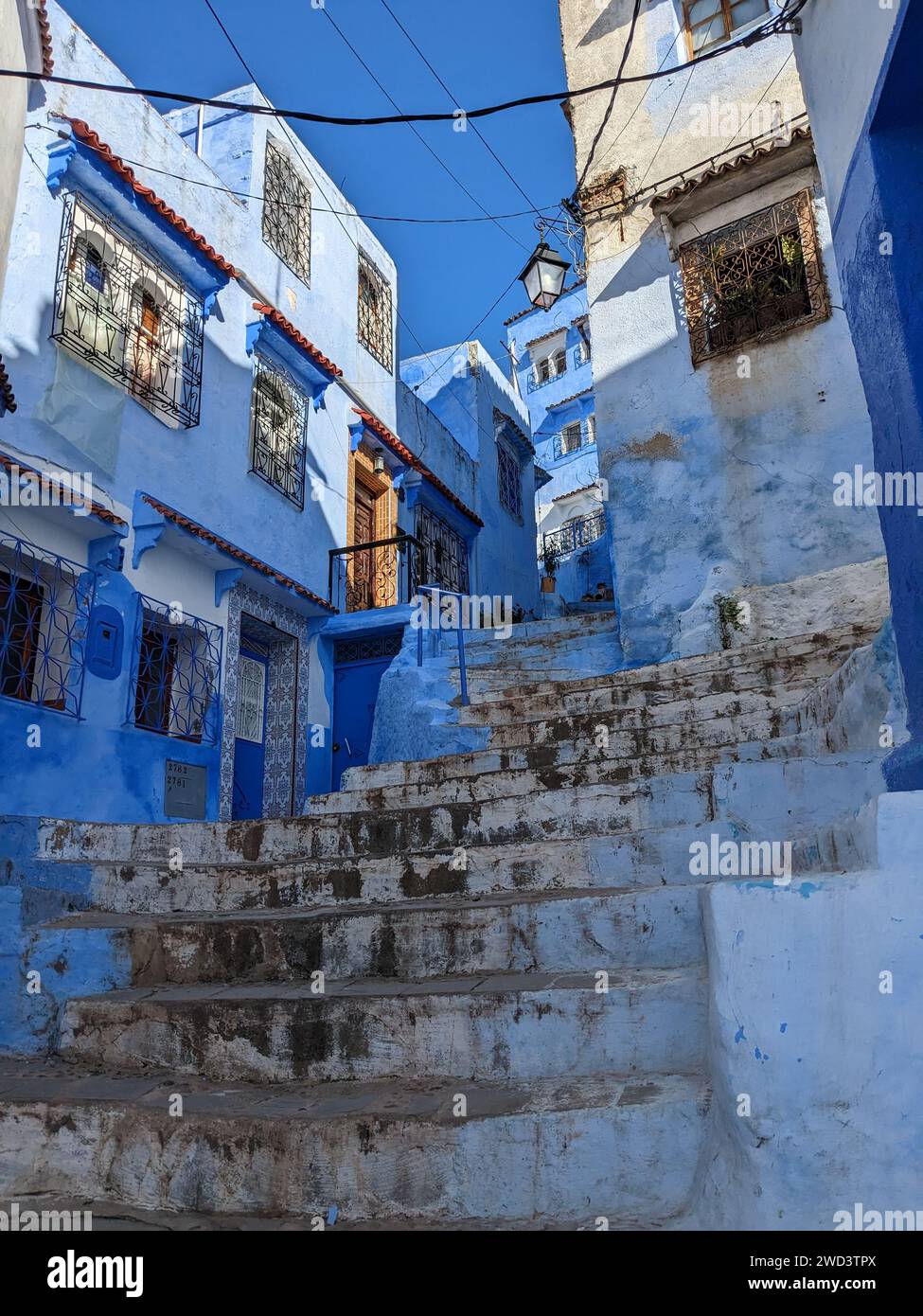Amazing view of the streets in the blue city of Chefchaouen. Location ...