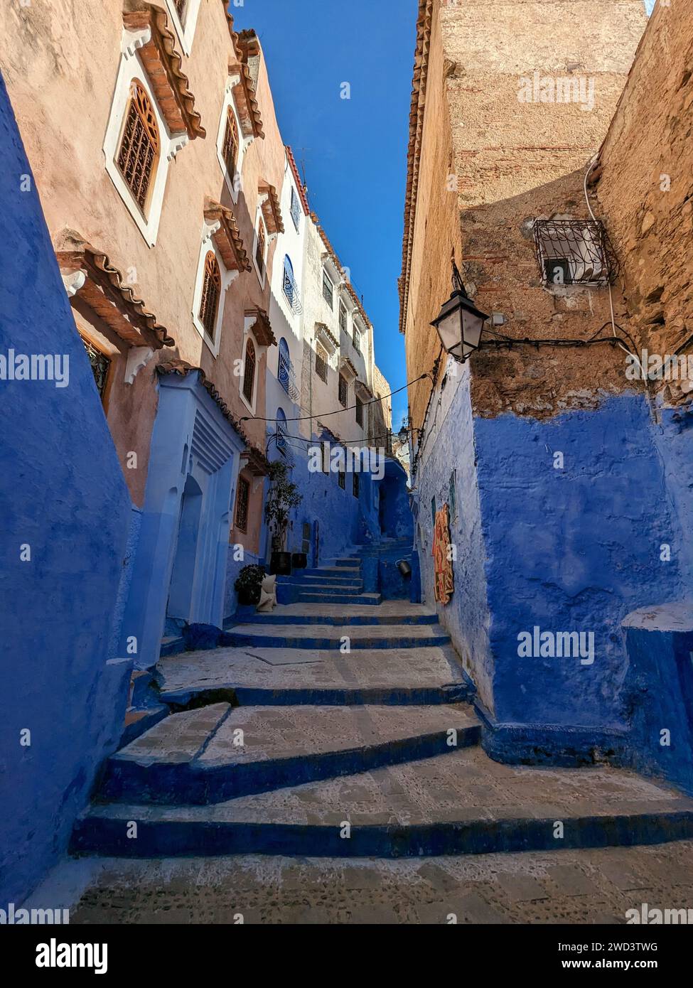 Amazing view of the streets in the blue city of Chefchaouen. Location ...