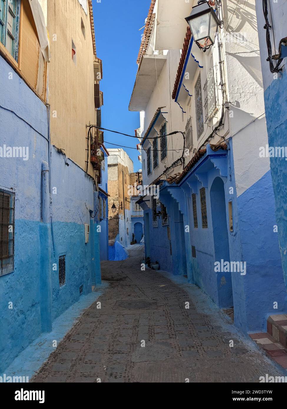 Amazing view of the streets in the blue city of Chefchaouen. Location ...