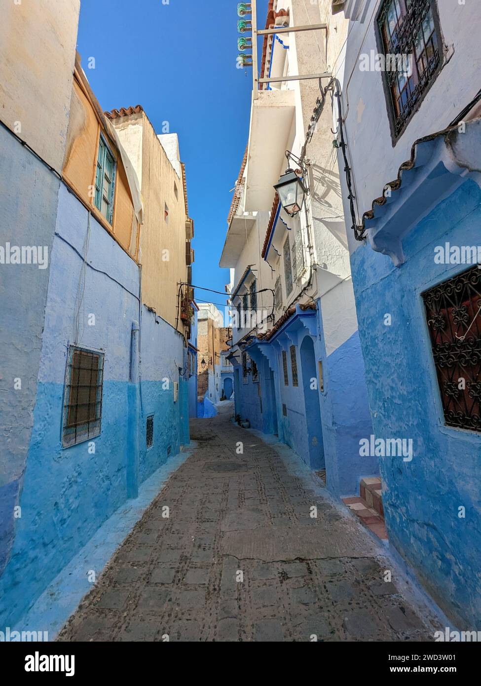 Amazing view of the streets in the blue city of Chefchaouen. Location ...
