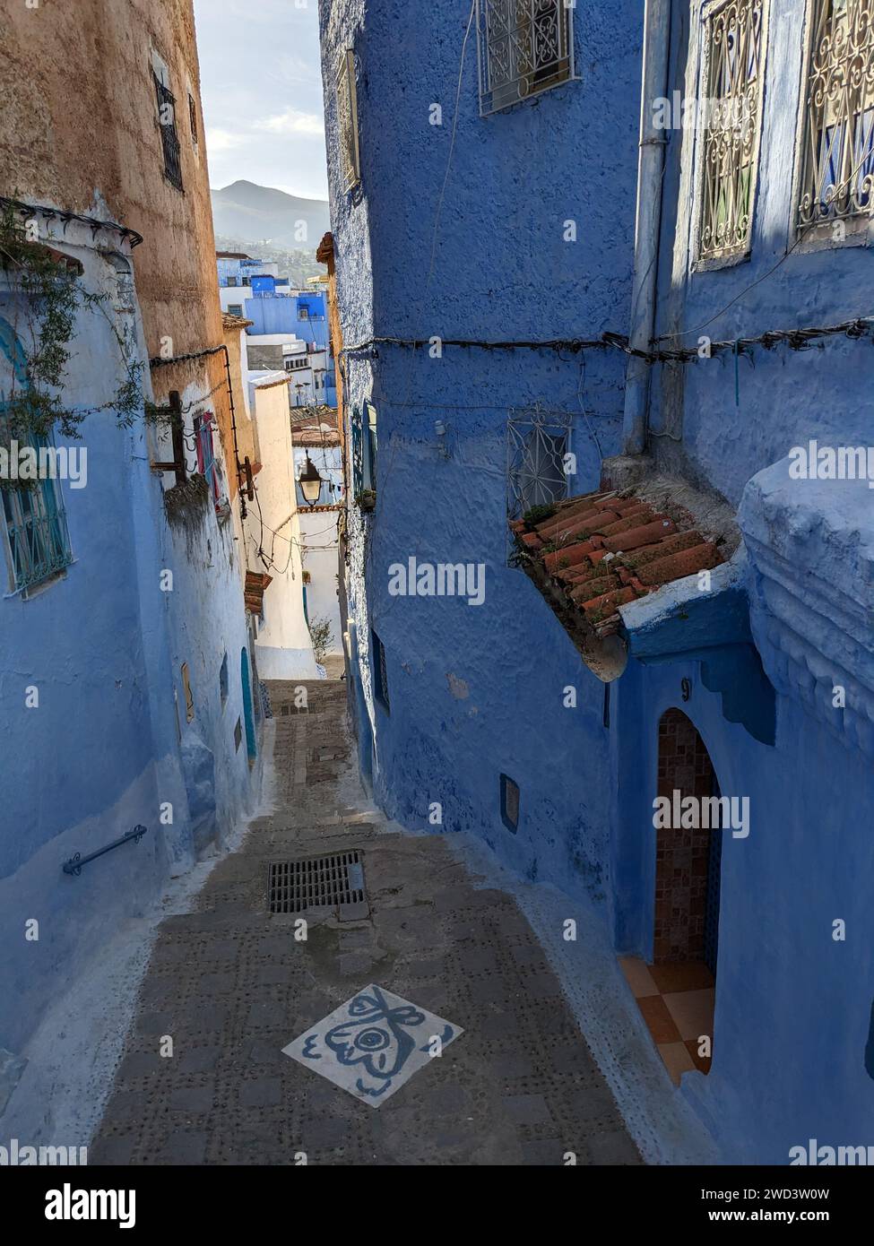 Amazing view of the streets in the blue city of Chefchaouen. Location ...