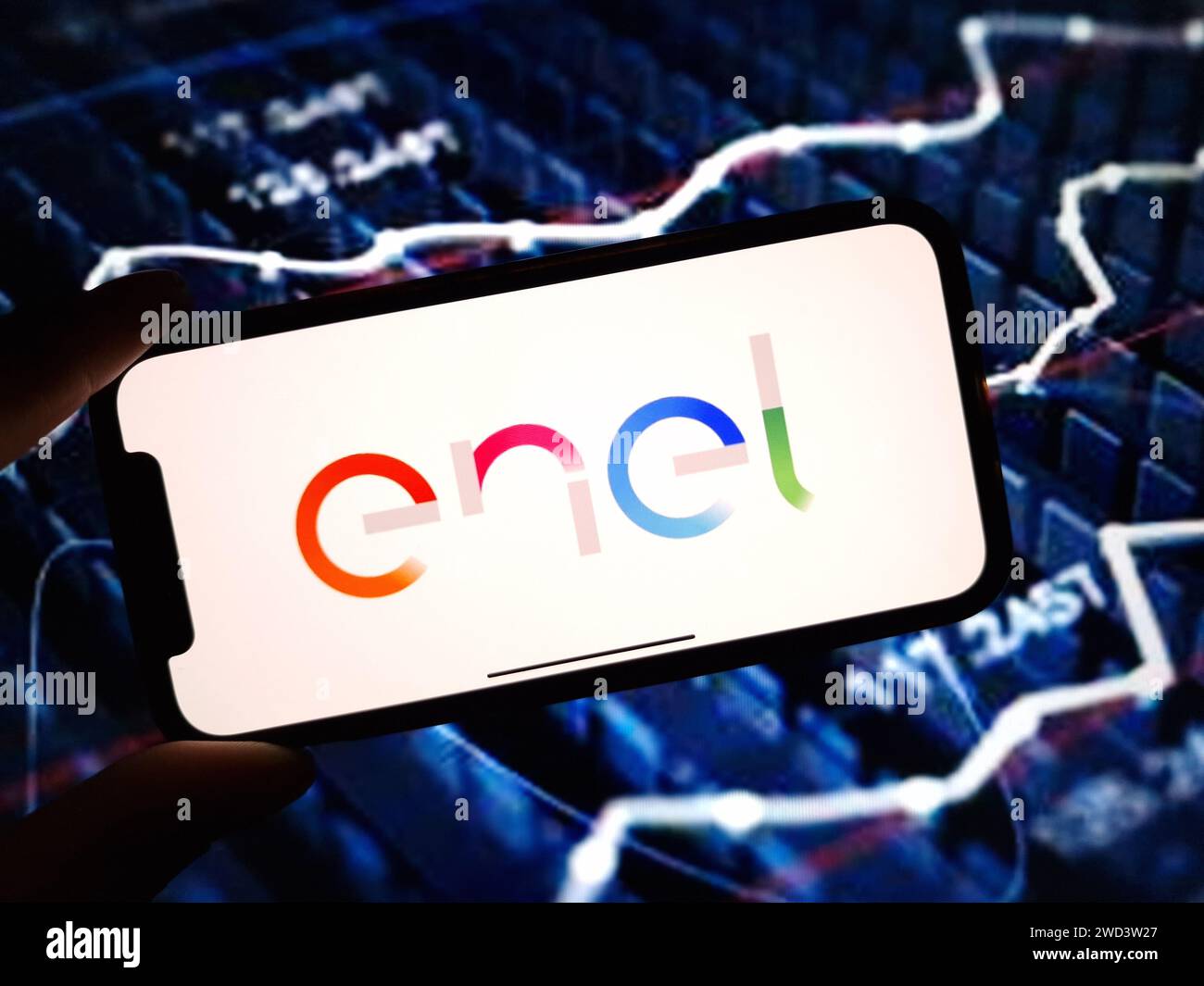 Konskie, Poland - January 16, 2024: Enel company logo displayed on ...