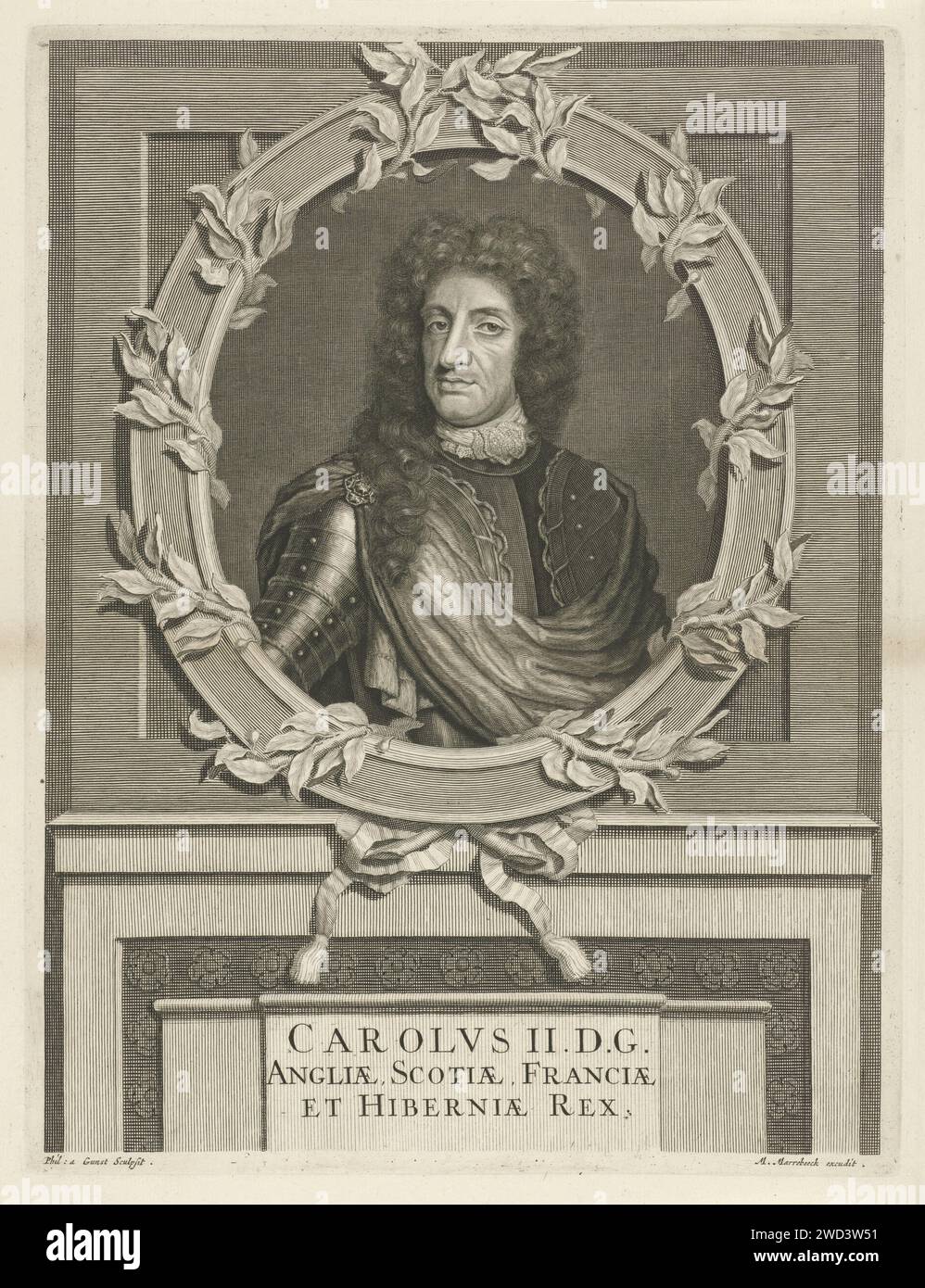 Portrait of Charles II of England, Philip Van Gunst, 1685 - 1732 print ...