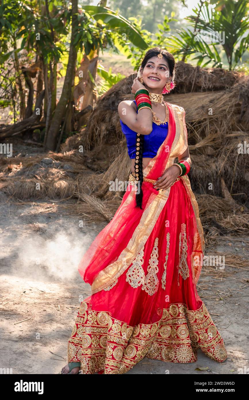 Indian rural girl smiling and enjoying nature. Freedom concept Stock ...