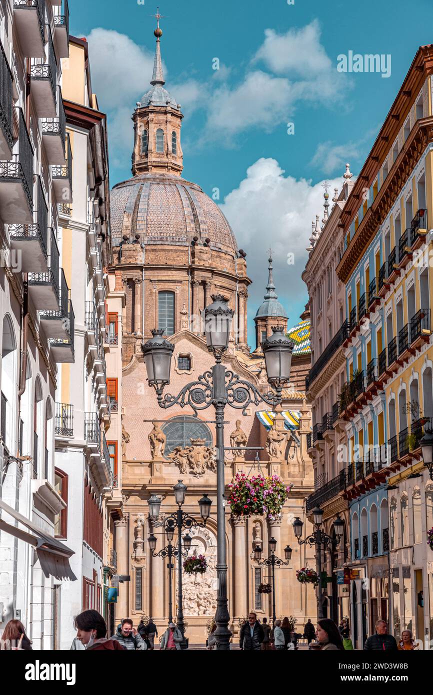 Zaragoza, Spain - February 14, 2022: Calle Alfonso I is a main street ...