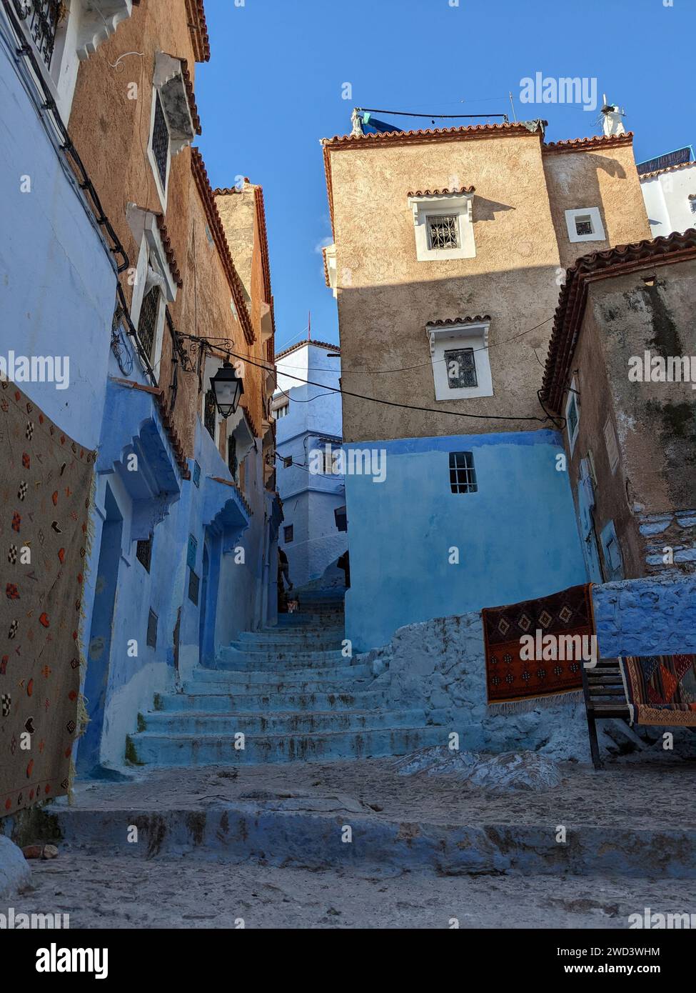 Amazing view of the streets in the blue city of Chefchaouen. Location ...