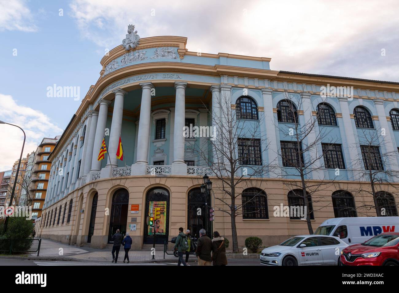 Zaragoza, Spain - February 14, 2022: The Joaquin Costa school is a ...