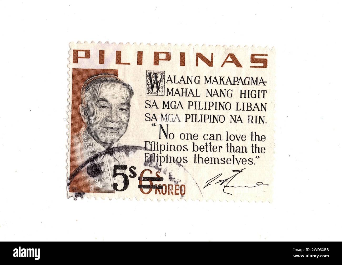 Vintage postage stamps from the Philippines isolated on a white ...