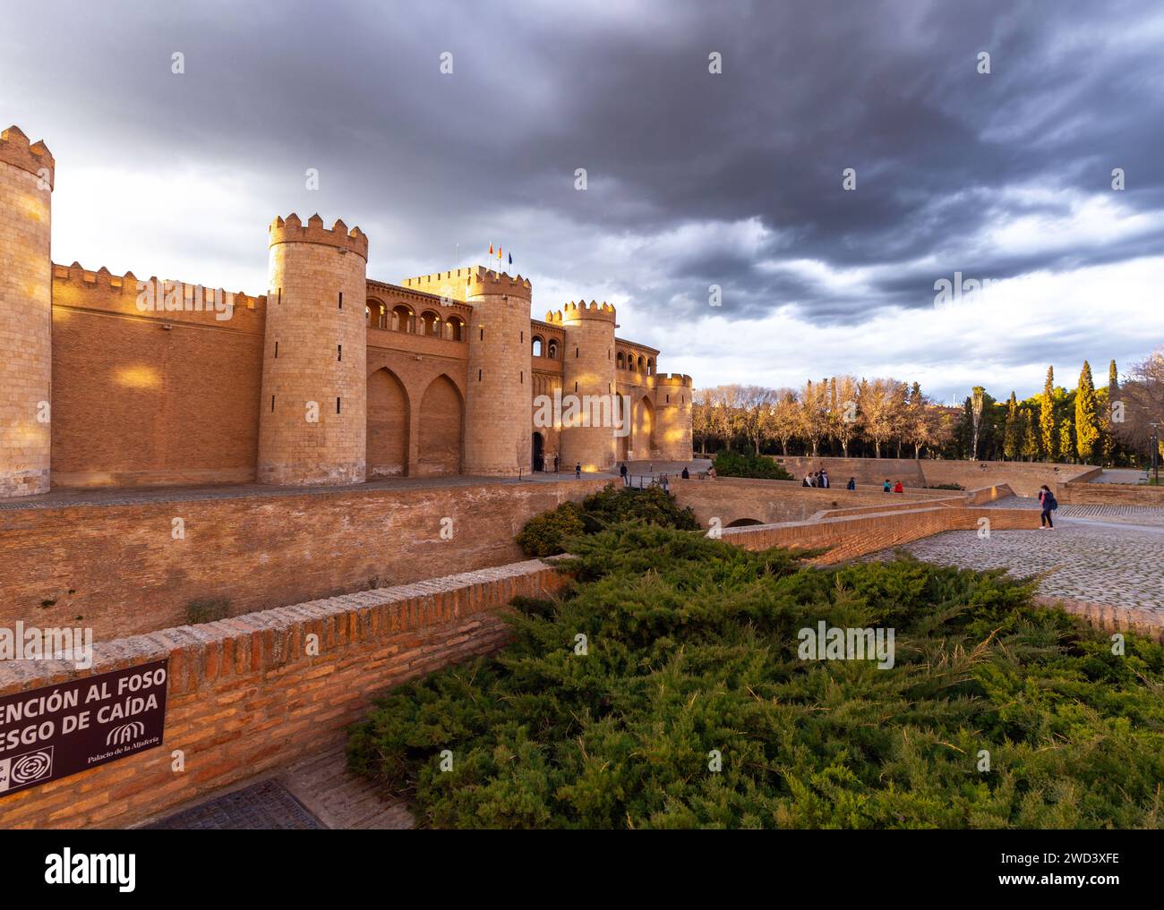Zaragoza, Spain - FEB 14, 2022: The Aljaferia Palace is a fortified ...
