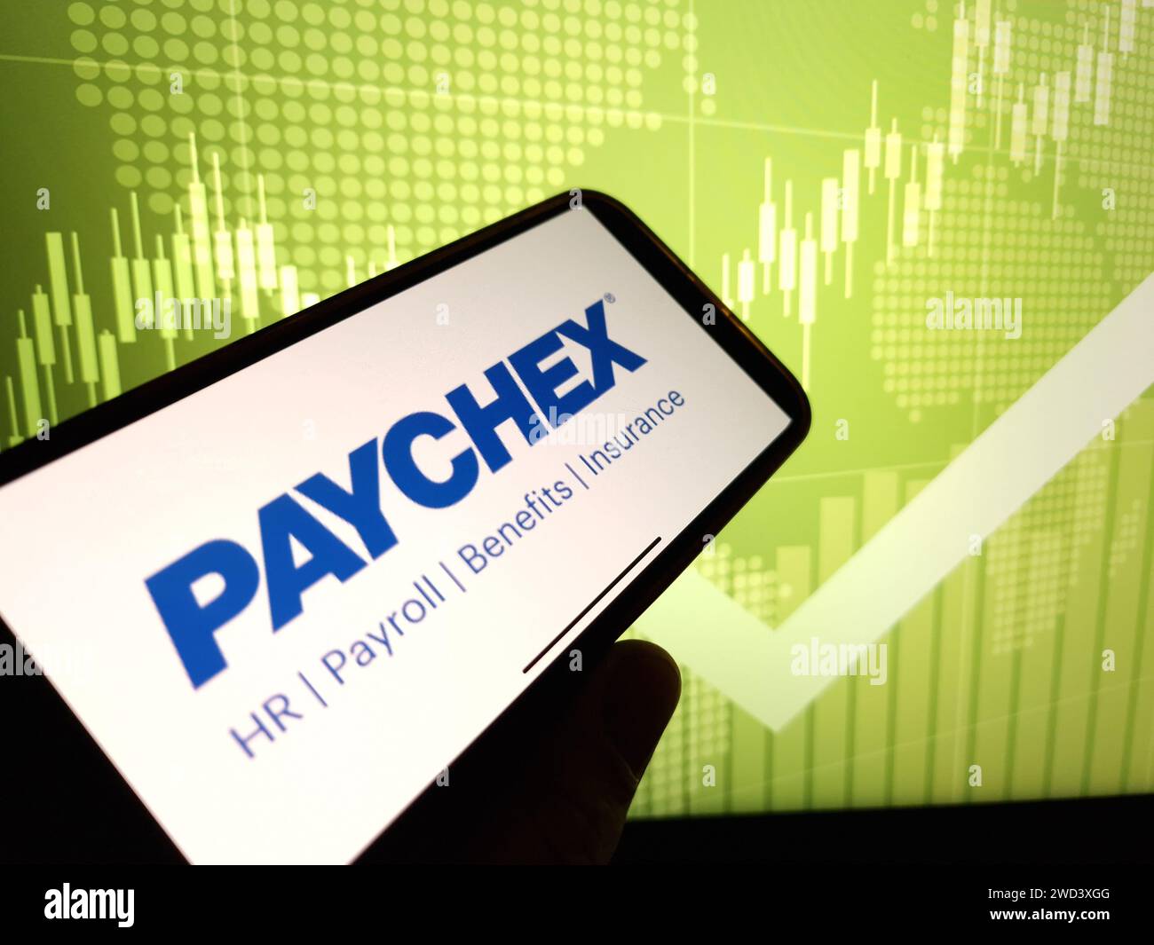 Konskie, Poland - January 16, 2024: Paychex company logo displayed on ...