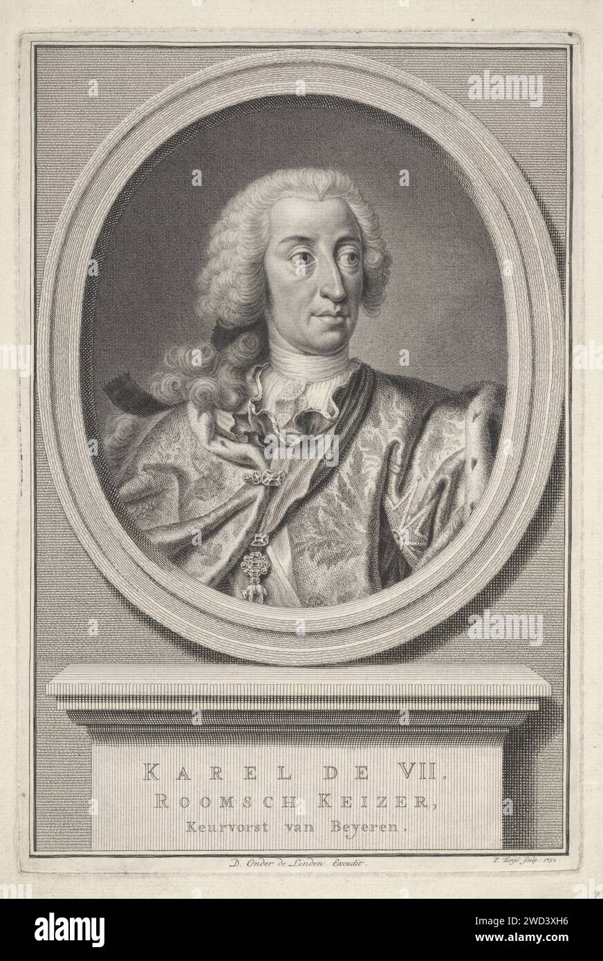 Portrait of German emperor Karel VII Albert, Pieter Tanjé, after Georg ...