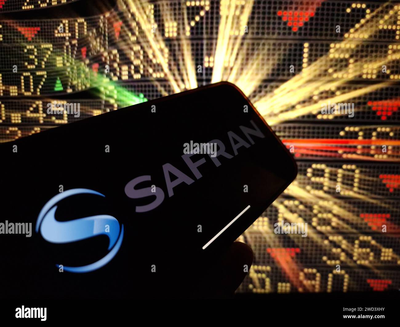 Konskie, Poland - January 16, 2024: Safran company logo displayed on ...