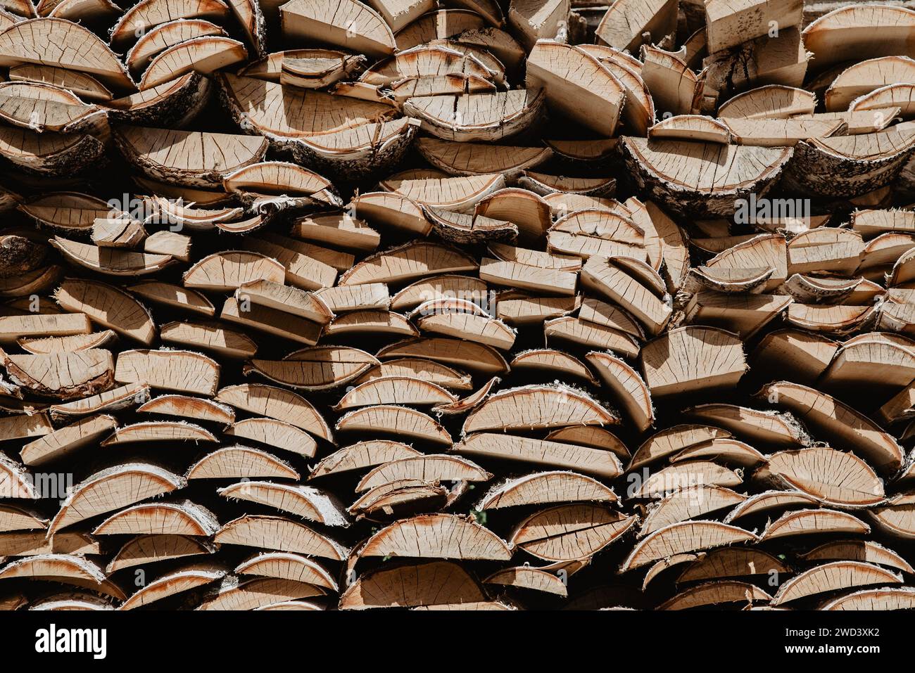 A stack of birch firewood - a natural vertical background Stock Photo ...
