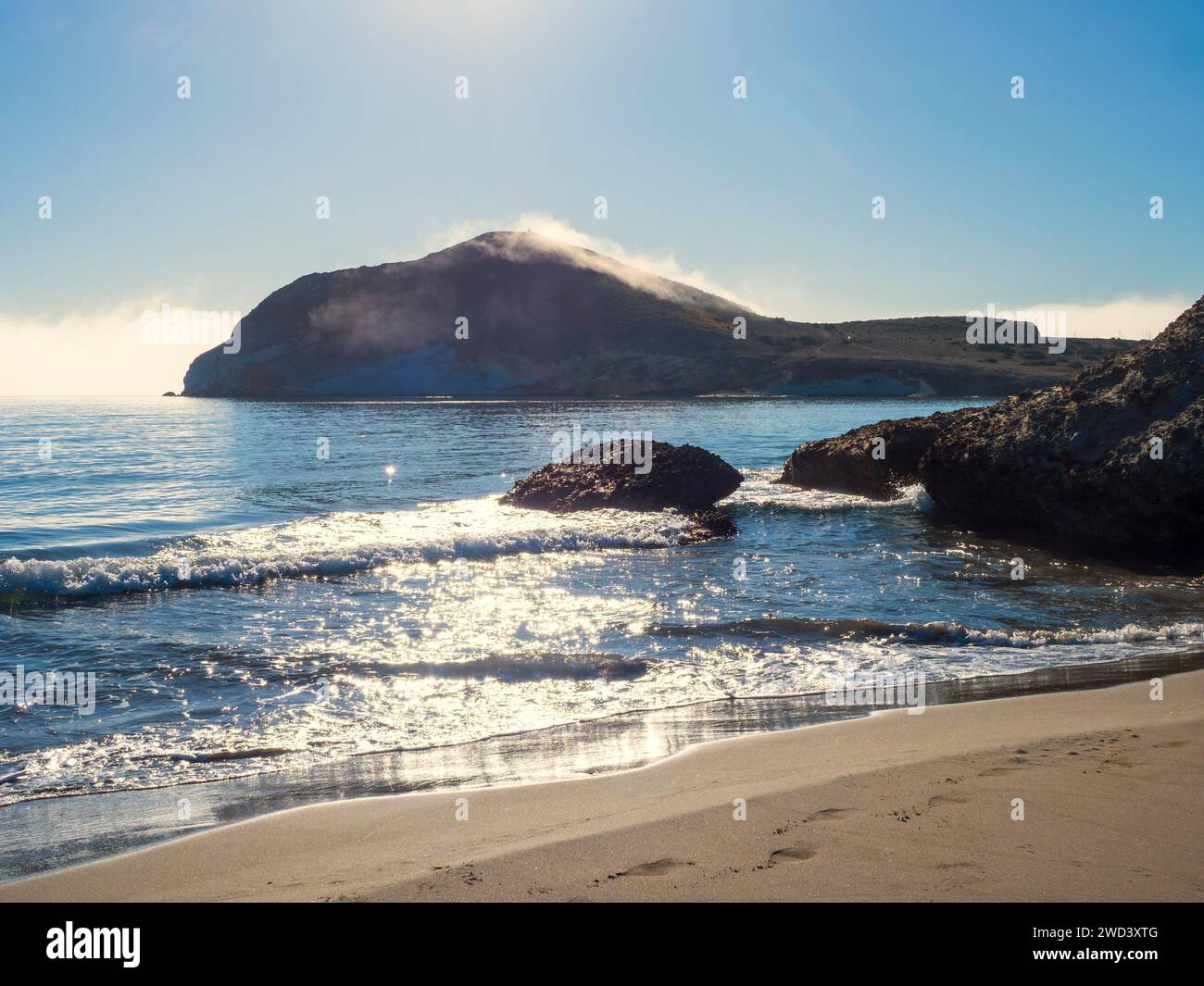Idyllic scenery on the beach of Los Genoveses, in the natural park of ...