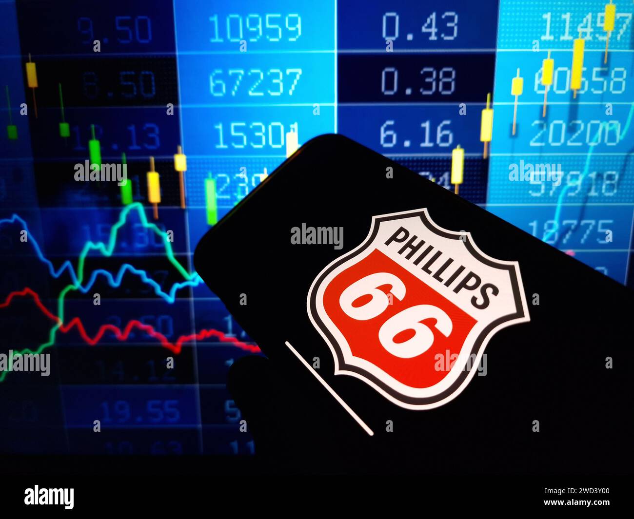 Konskie, Poland - January 16, 2024: Phillips 66 company logo displayed ...