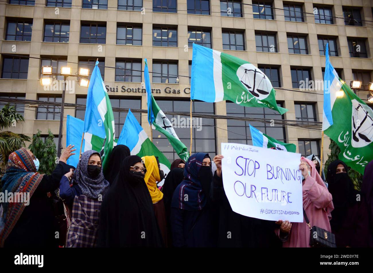 Karachi on Thursday, January 18, 2024, Members of Jamat-e-Islami (JI ...
