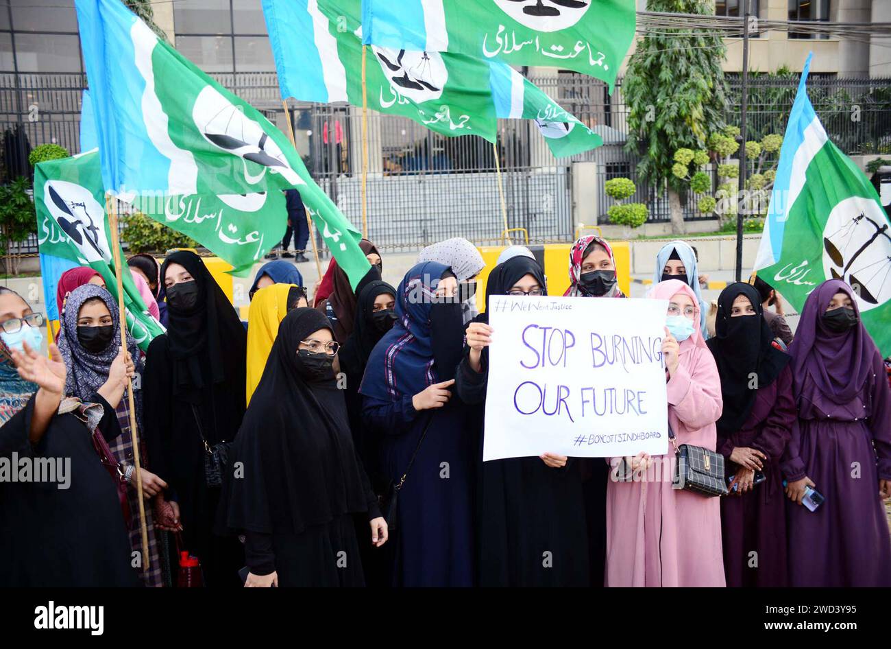 Karachi on Thursday, January 18, 2024, Members of Jamat-e-Islami (JI ...