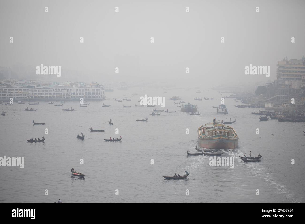 Dhaka, Bangladesh. 18th Jan, 2024. General view of the Buriganga River ...