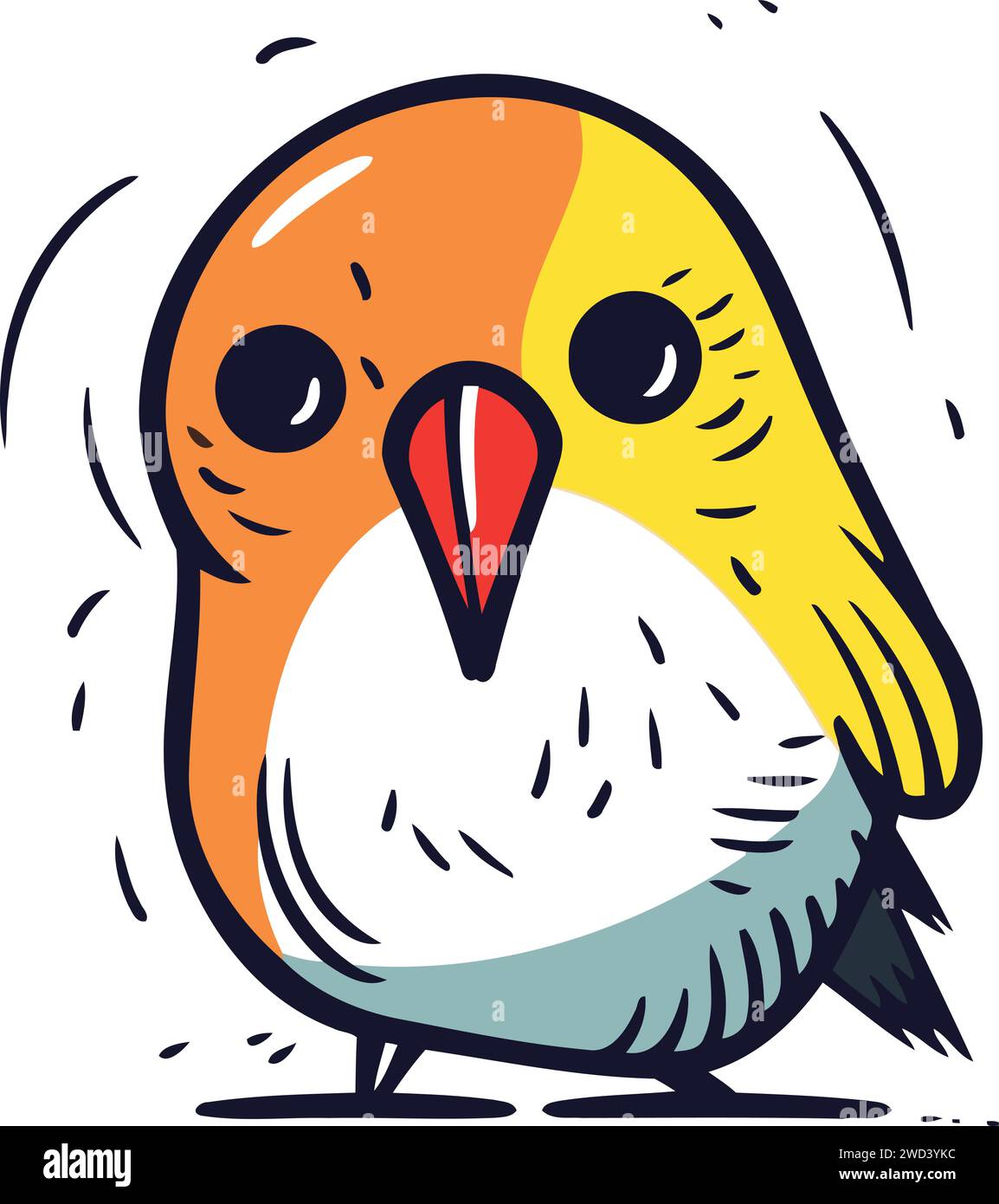 Cute little bird. Hand drawn vector illustration in doodle style Stock ...