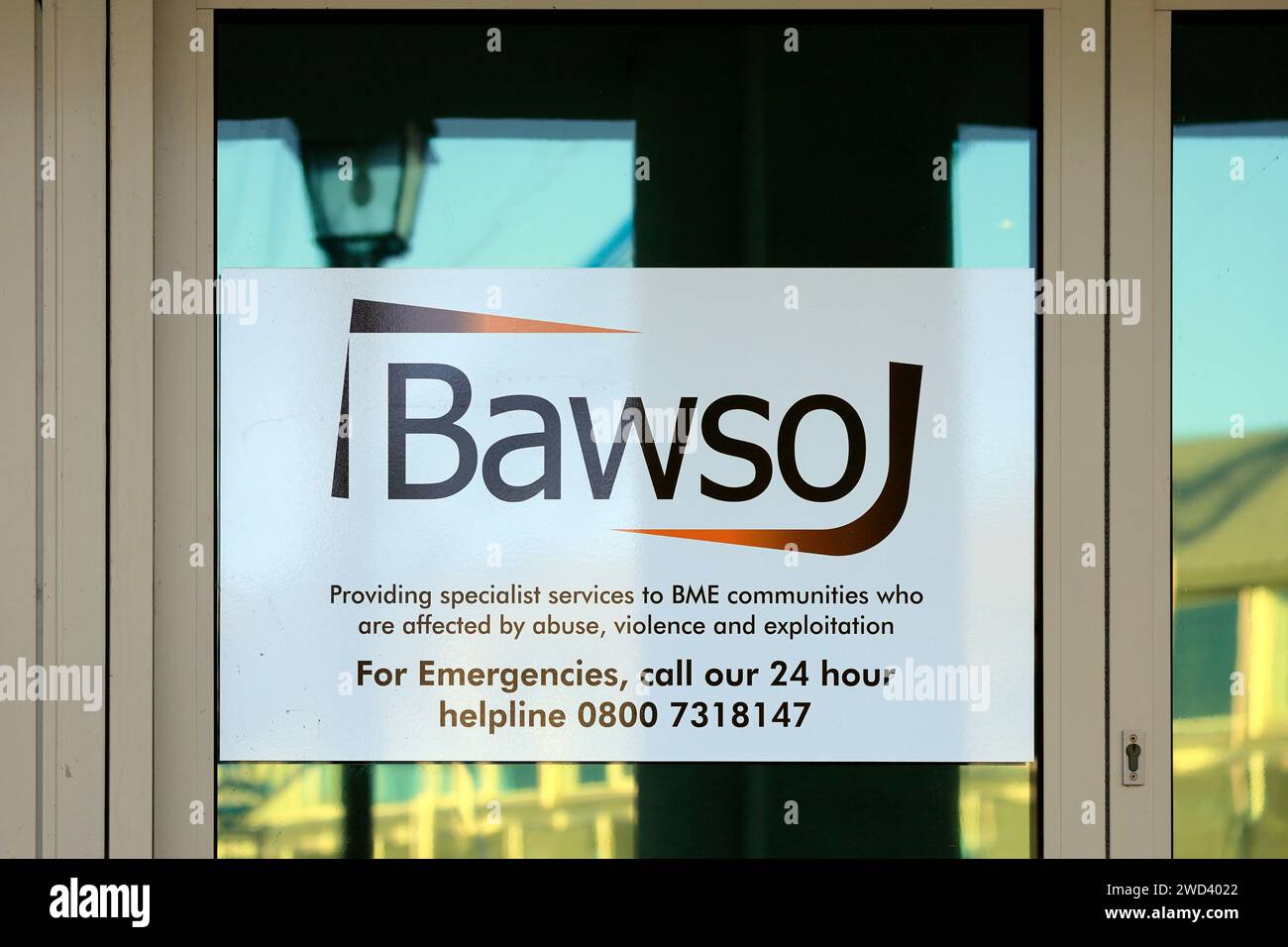 BAWSO poster on a door, Cardiff Bay, Taken January 2024 Stock Photo - Alamy