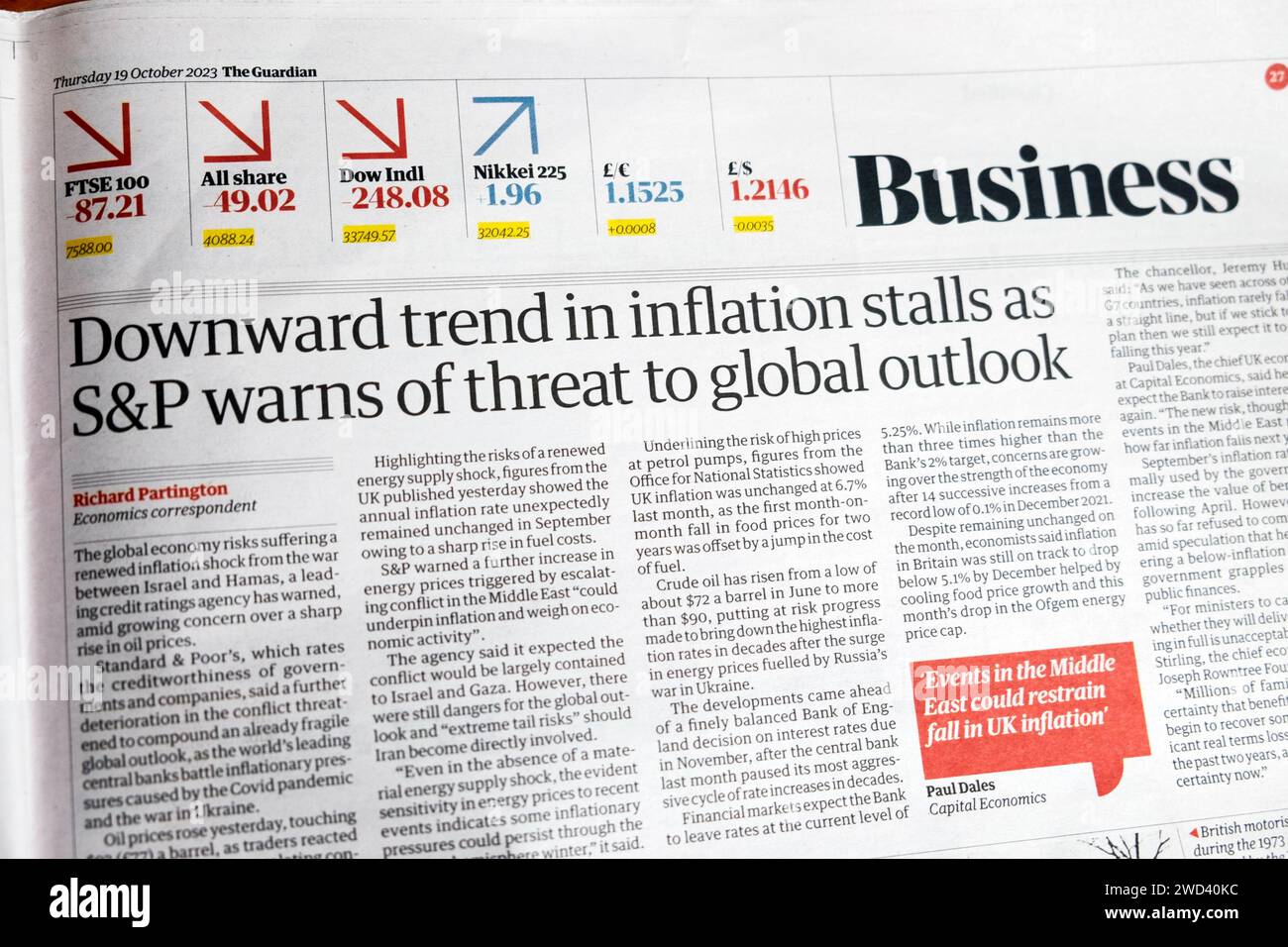 'Downward trend in inflation stalls as S&P warns of threat to global ...