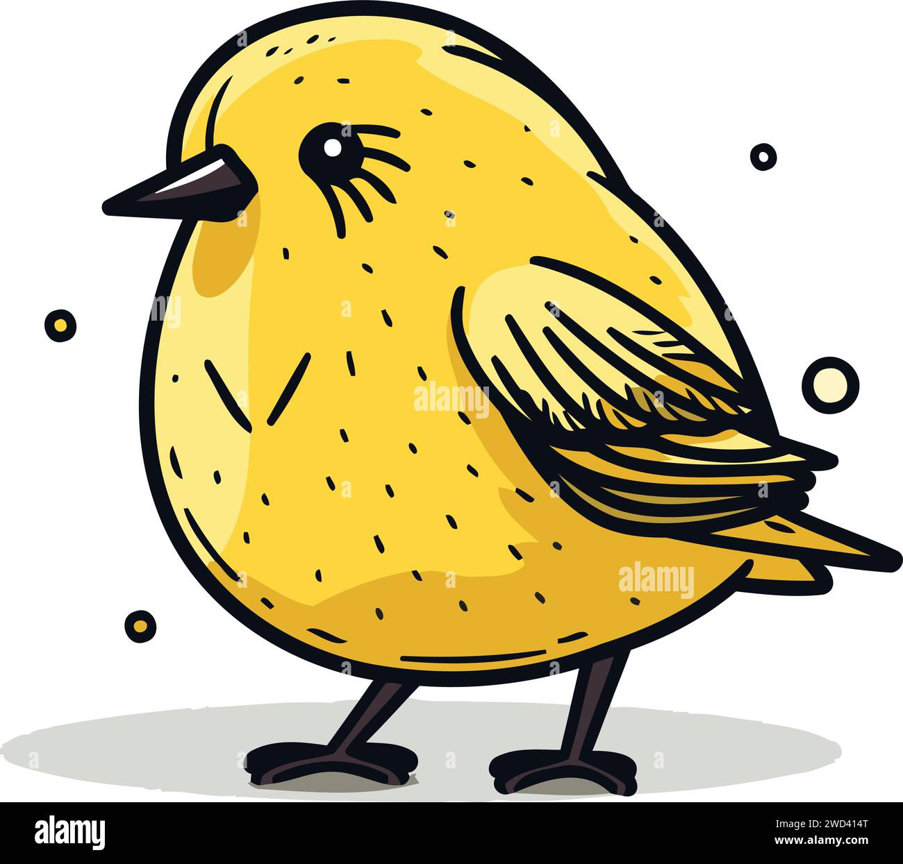Cute little yellow bird on white background. Vector cartoon ...