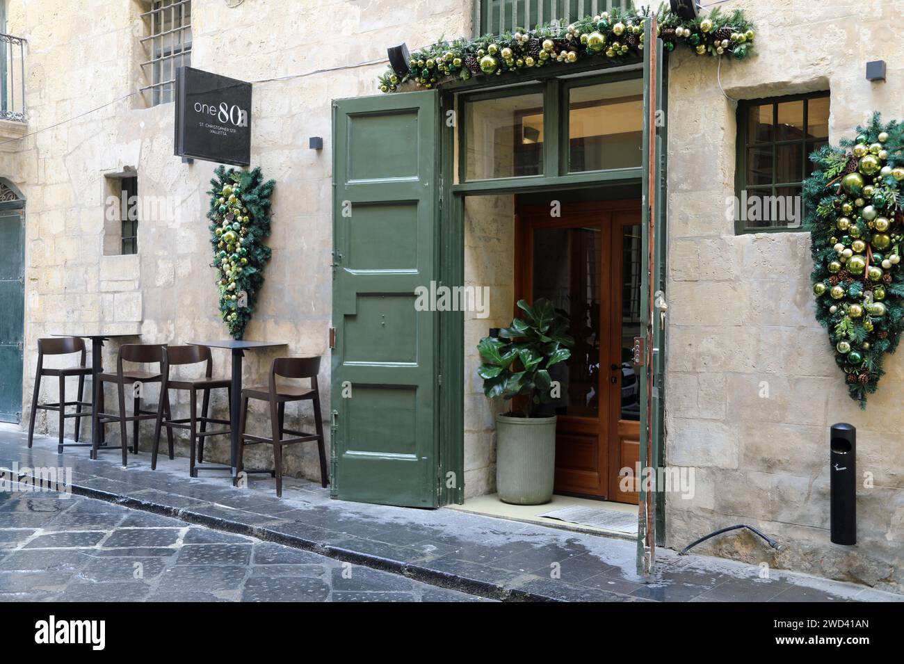 One80 restaurant at Saint Christopher Street in Valletta Stock Photo ...