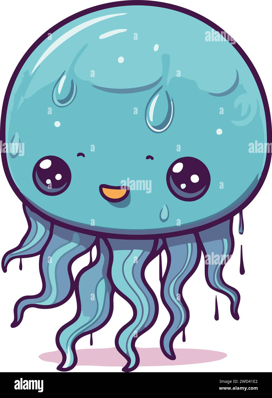 Cute cartoon jellyfish isolated on white background. Vector ...
