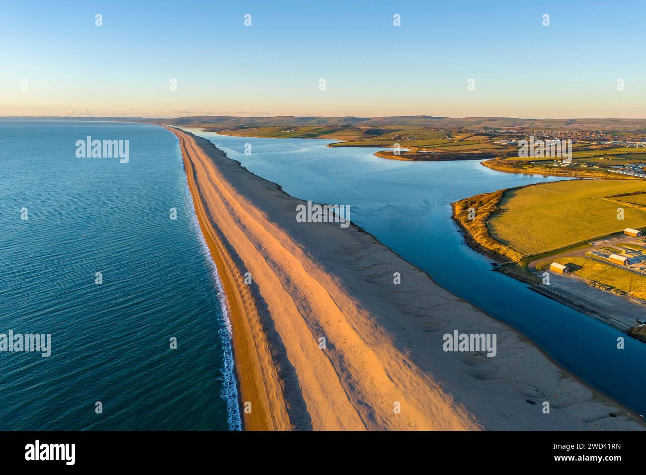 Weymouth, Dorset, UK. 18th January 2024. UK Weather. Aerial view ...