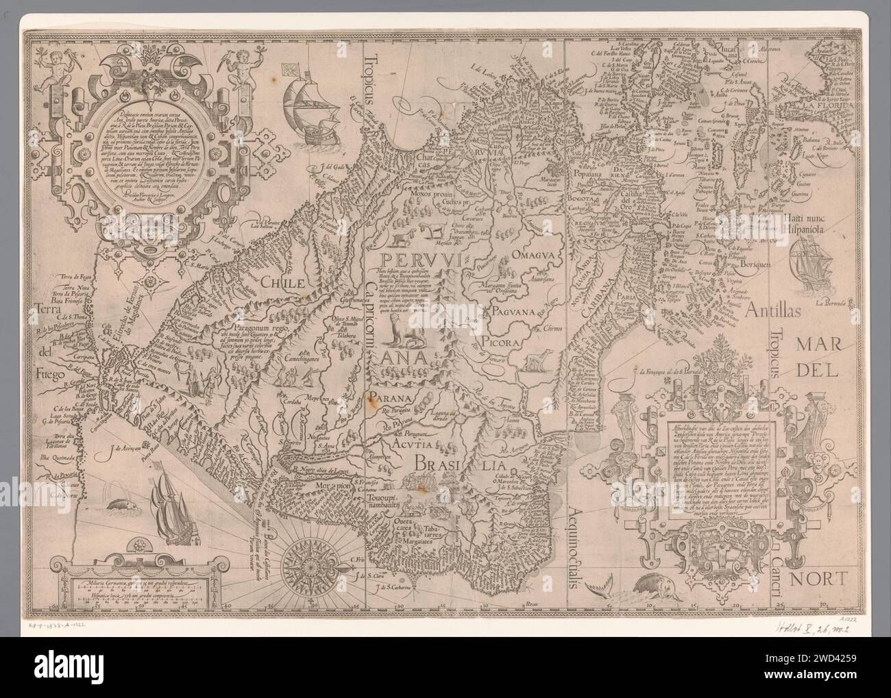 Map of South America, Arnold Floris van Langren, 1581 - 1644 print Map ...