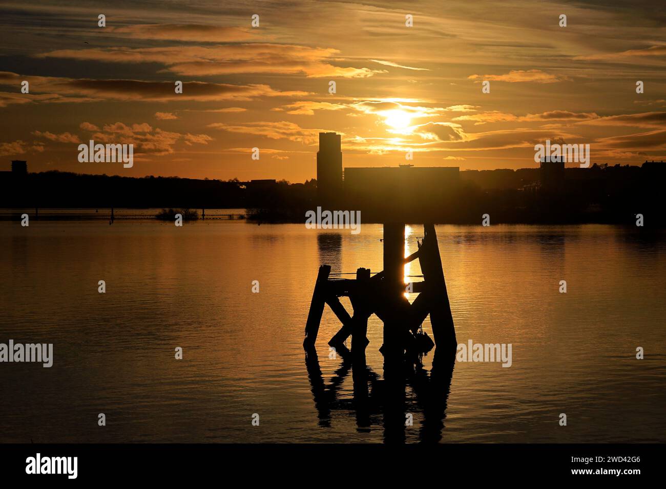 Golden sunset over Cardiff Bay, Taken January 2024 Stock Photo - Alamy