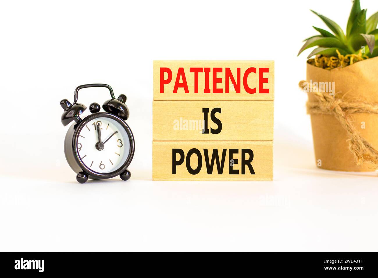 Patience is power symbol. Concept words Patience is power on beautiful wooden blocks. Beautiful ...