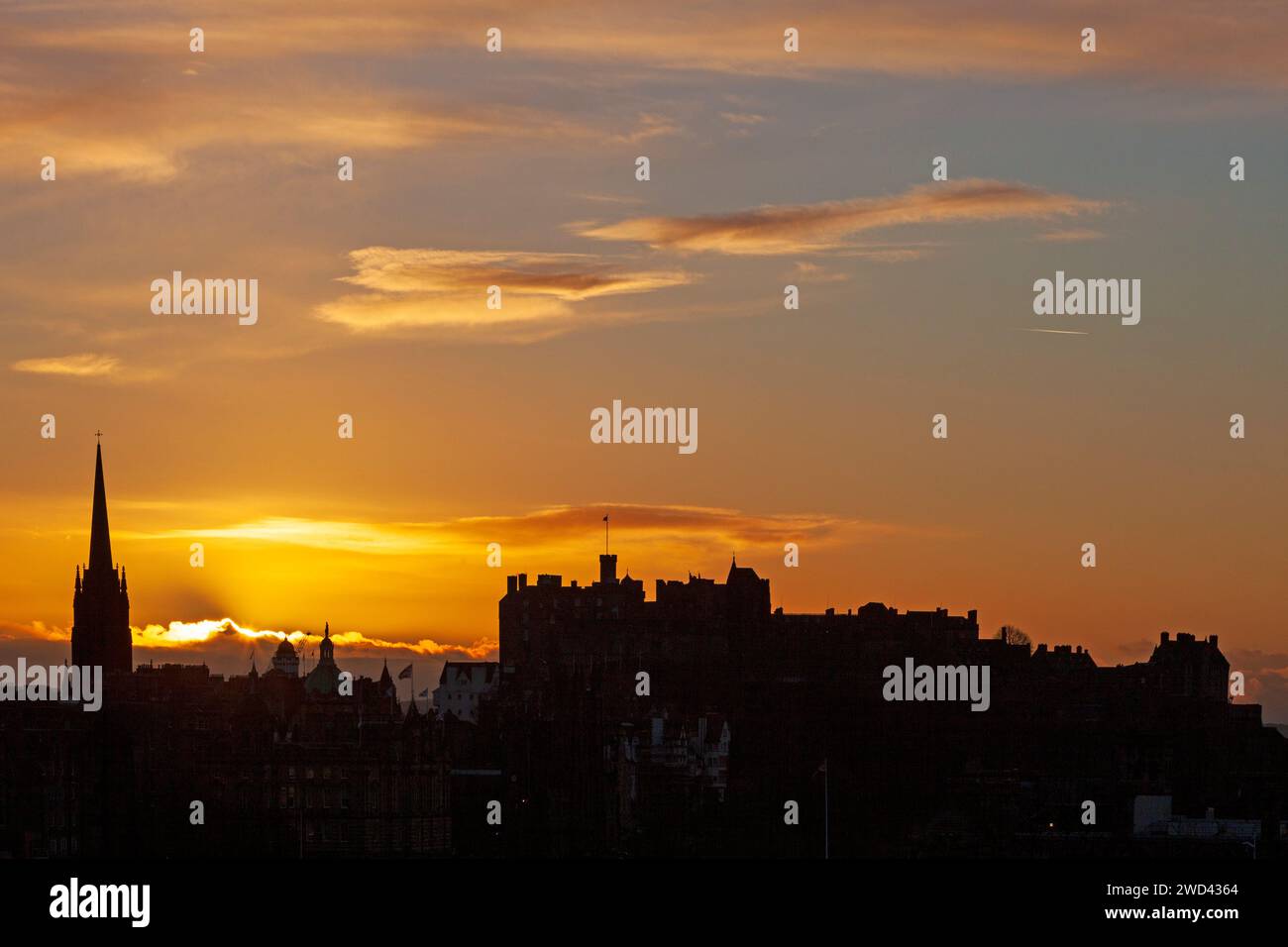 Edinburgh castle and city centre, Scotland, UK. 18th January 2024 ...