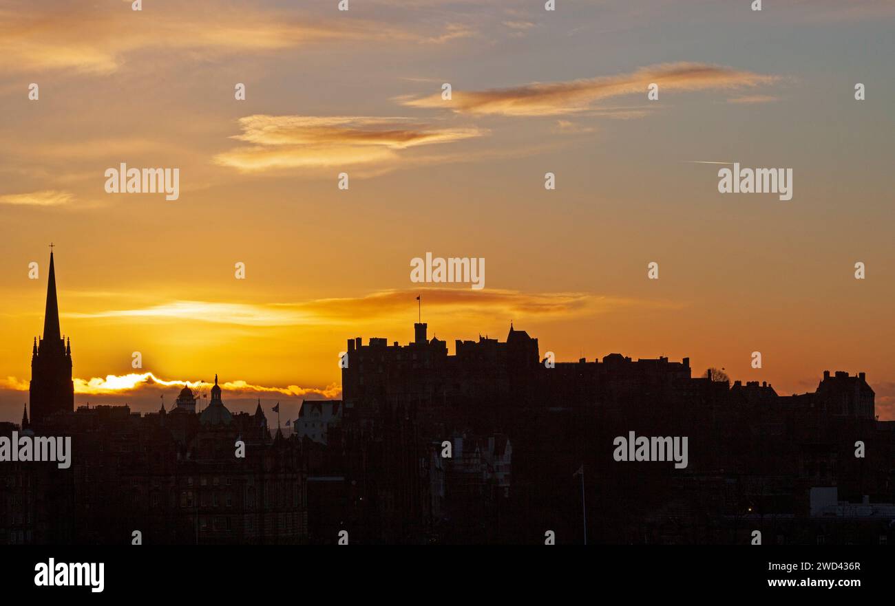 Edinburgh castle and city centre, Scotland, UK. 18th January 2024 ...
