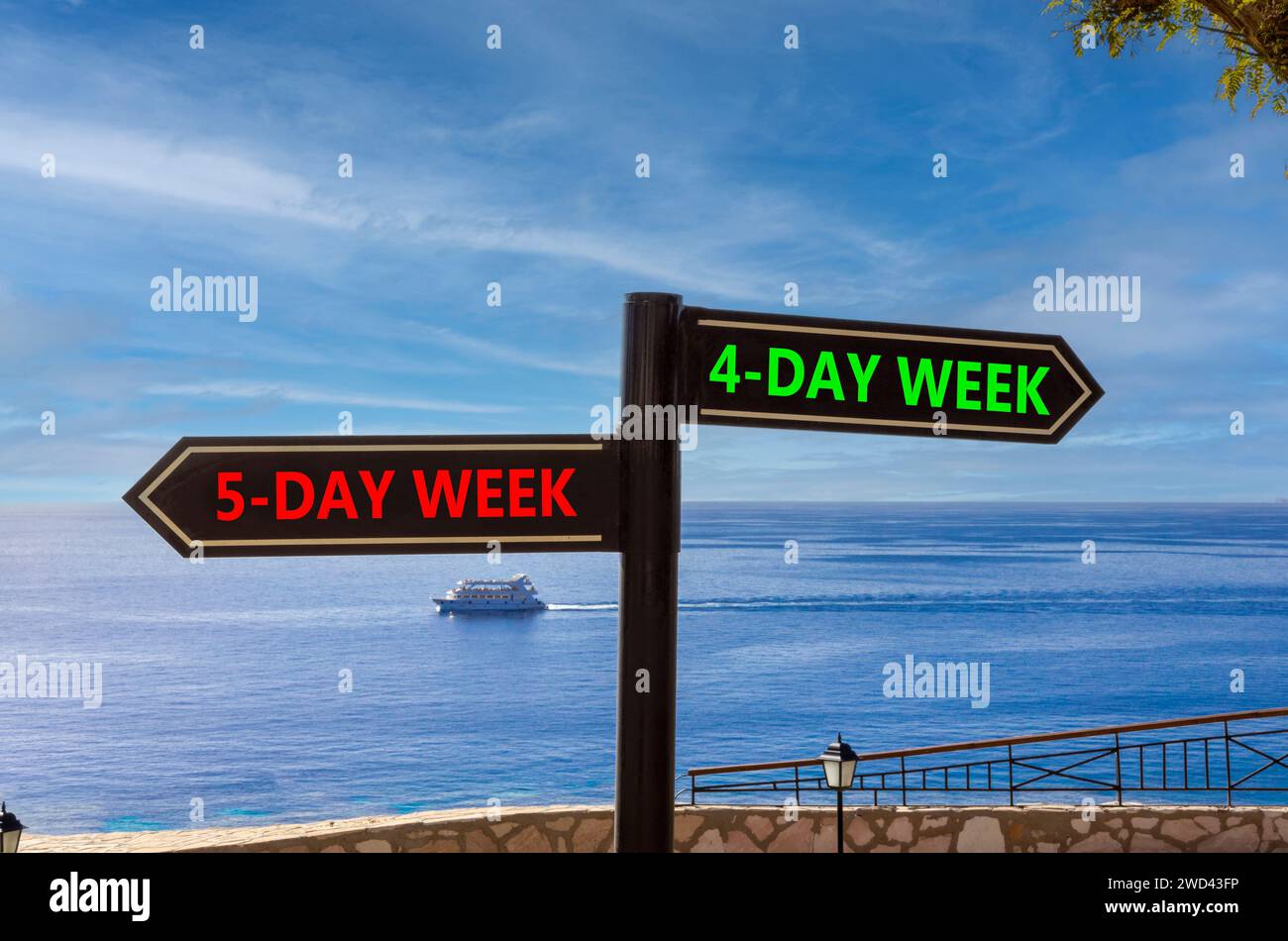 5 or 4 day week symbol. Concept word 5-day week or 4-day week on ...