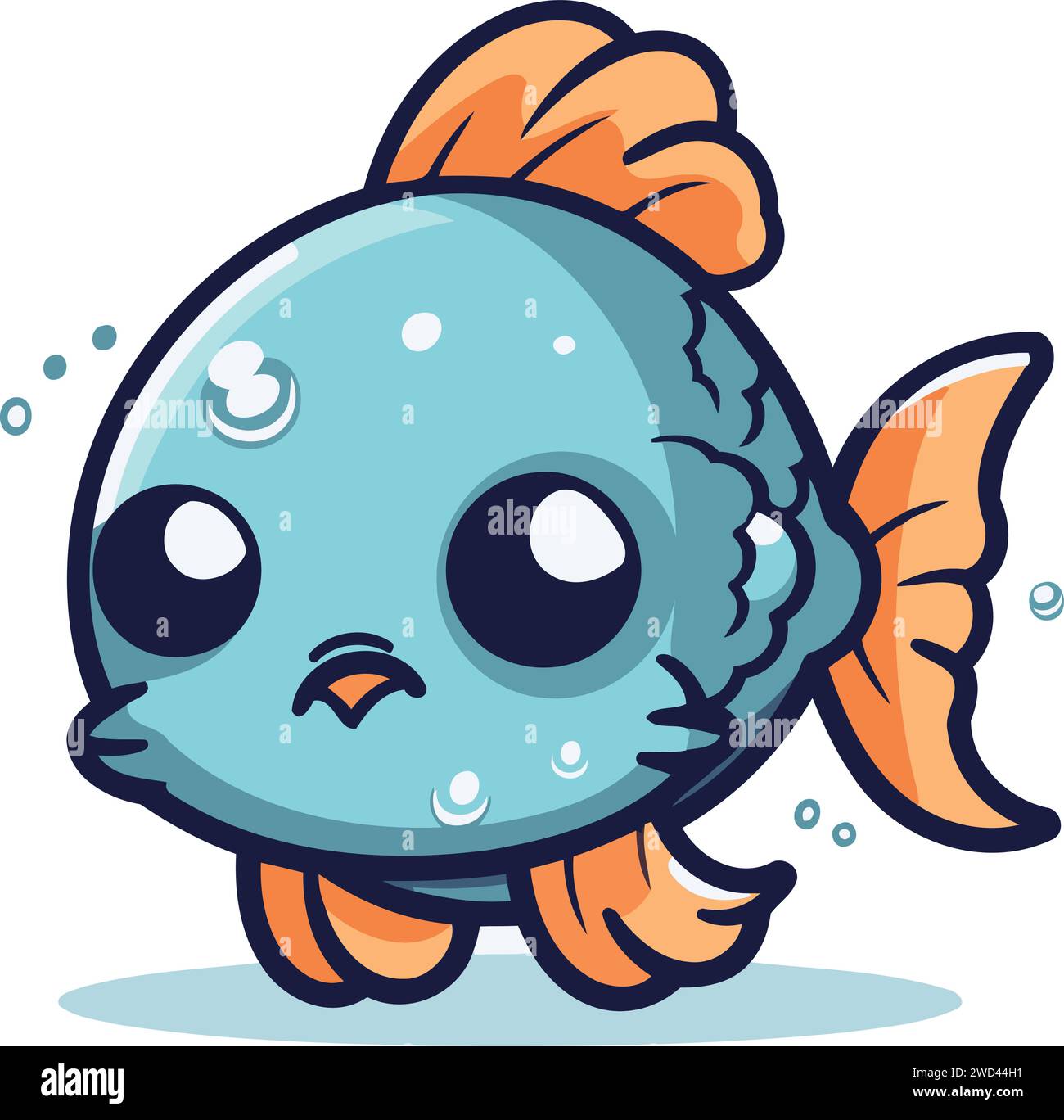 Cartoon fish character vector illustration. Cute cartoon fish mascot ...