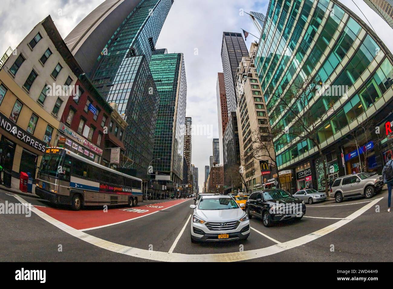 NEW YORK, USA - MARCH 6, 2020: Buildings and traffic in Manhattan seen ...