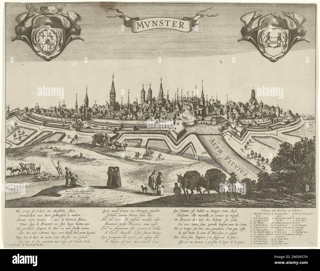 Panorama van Münster, Pieter Nolpe, After Johannes van Alphen, 1648 ...