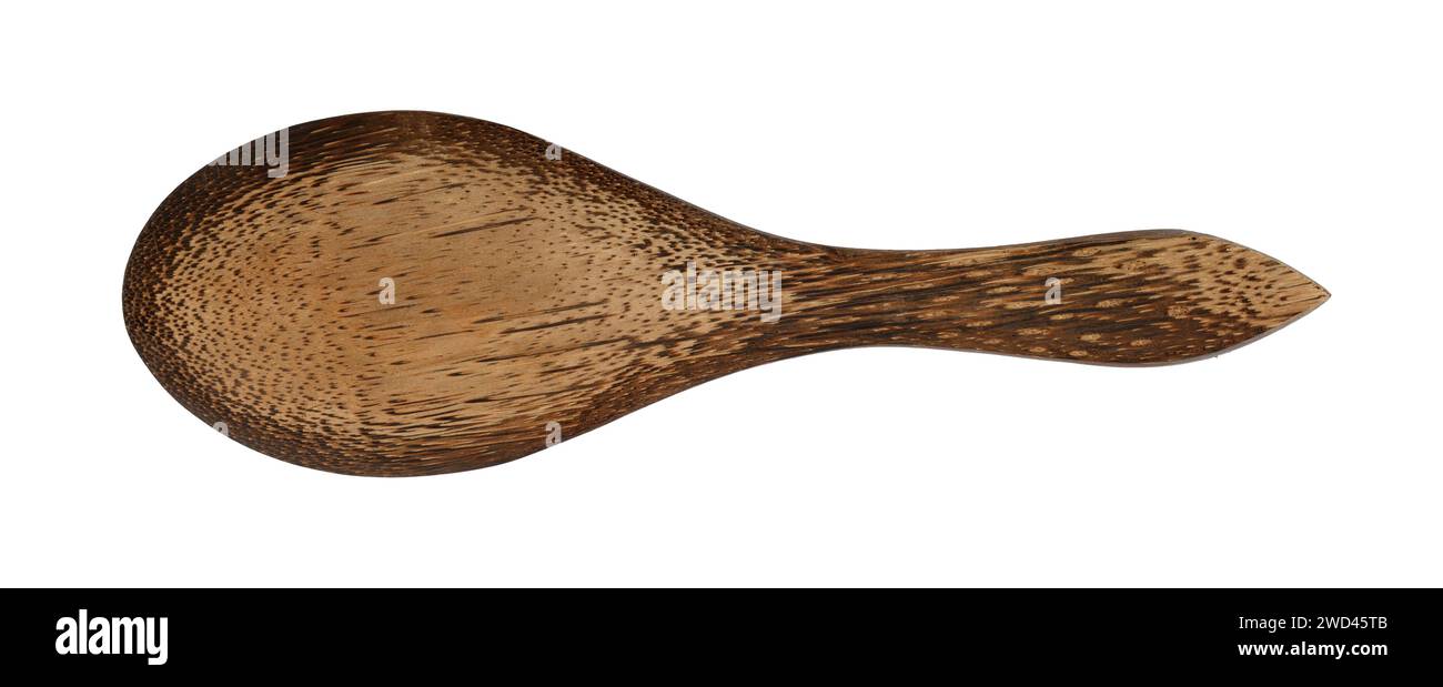 Wooden spoon back top view isolated on white background Stock Photo - Alamy