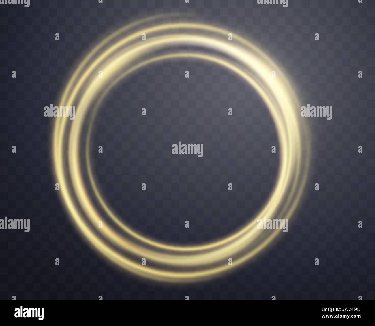 Gold magic glowing ring. Neon realistic energy flare halo ring. Abstract light effect on a dark ...