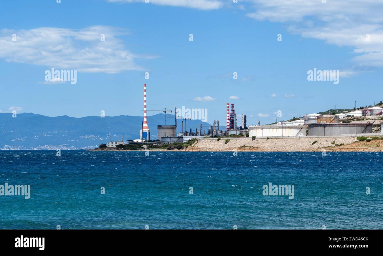 Thermal power plant and oil refinery near Rijeka, Croatia Stock Photo ...