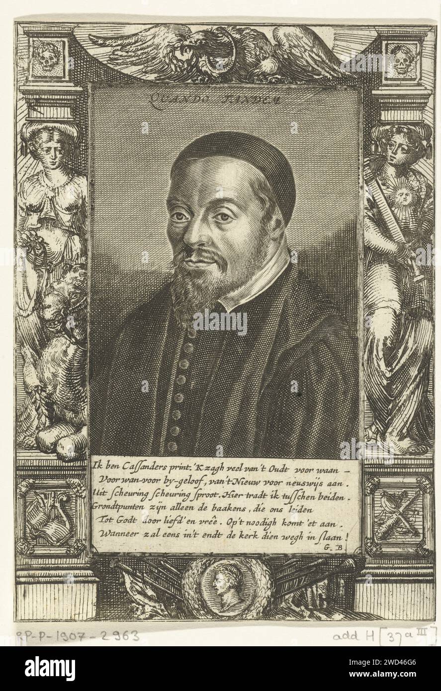 Portrait of Georg Cassander, Hendrik Bary, 1663 - 1707 print Bust of ...