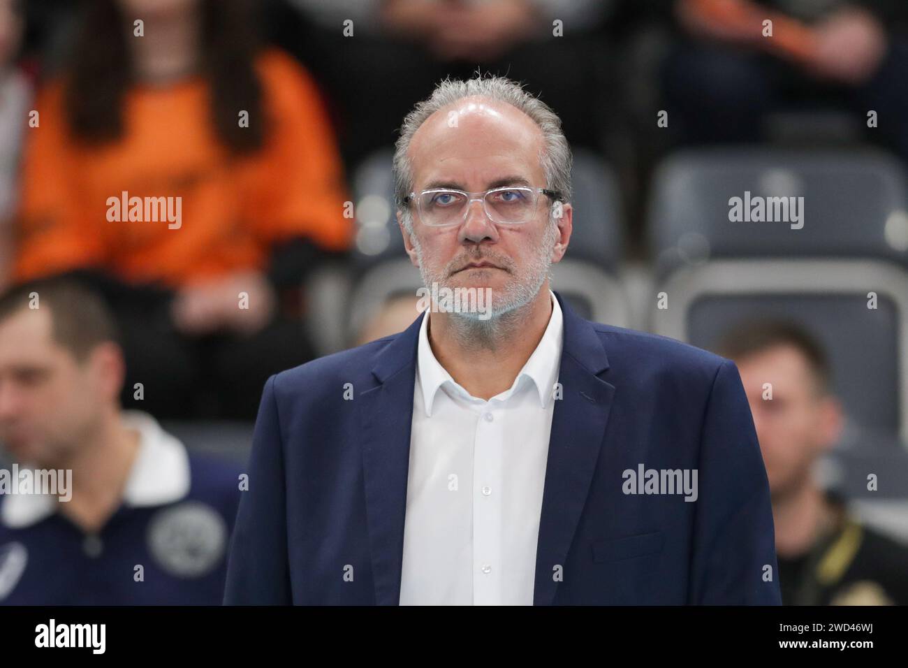Jatrzebie Zdroj, Poland. 17th Jan, 2024. Coach Marcelo Mendez of Jastrzebski Wegiel seen during ...