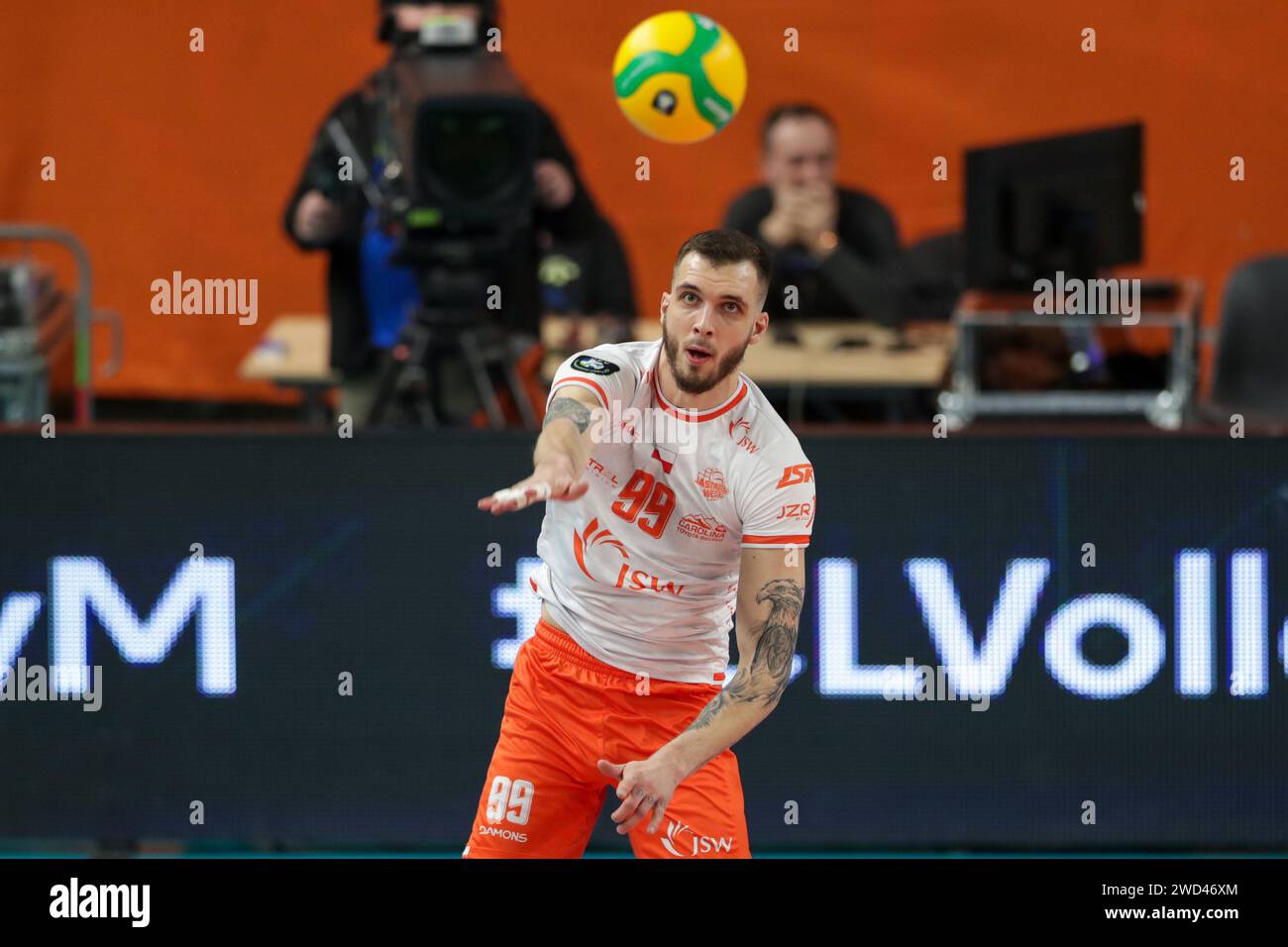 Jatrzebie Zdroj, Poland. 17th Jan, 2024. Norbert Hubert of Jastrzebski Wegiel seen in action ...