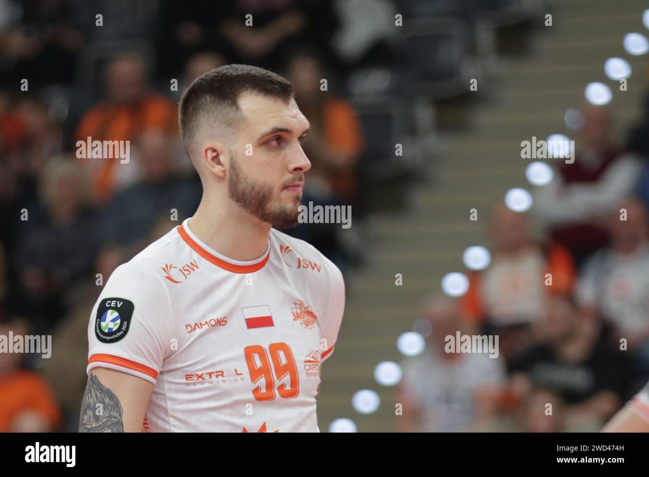 Jatrzebie Zdroj, Poland. 17th Jan, 2024. Norbert Hubert of Jastrzebski Wegiel seen in action ...