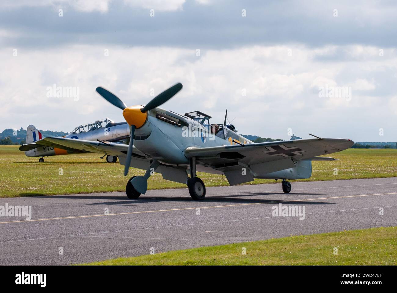 BF109 Fighter plane. German Messerschmitt Me-109 warbird. Seen with the Hispano Buchón engine ...