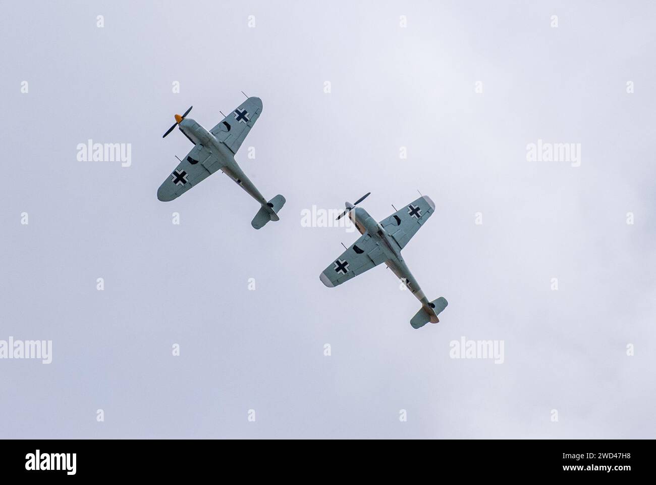Messerschmitt Bf 109 with Hispano engine in formation flight. The well ...